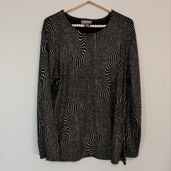 Notations | Tops | Vintage Notations Womens Lrg Blouse Metallic Long ...
